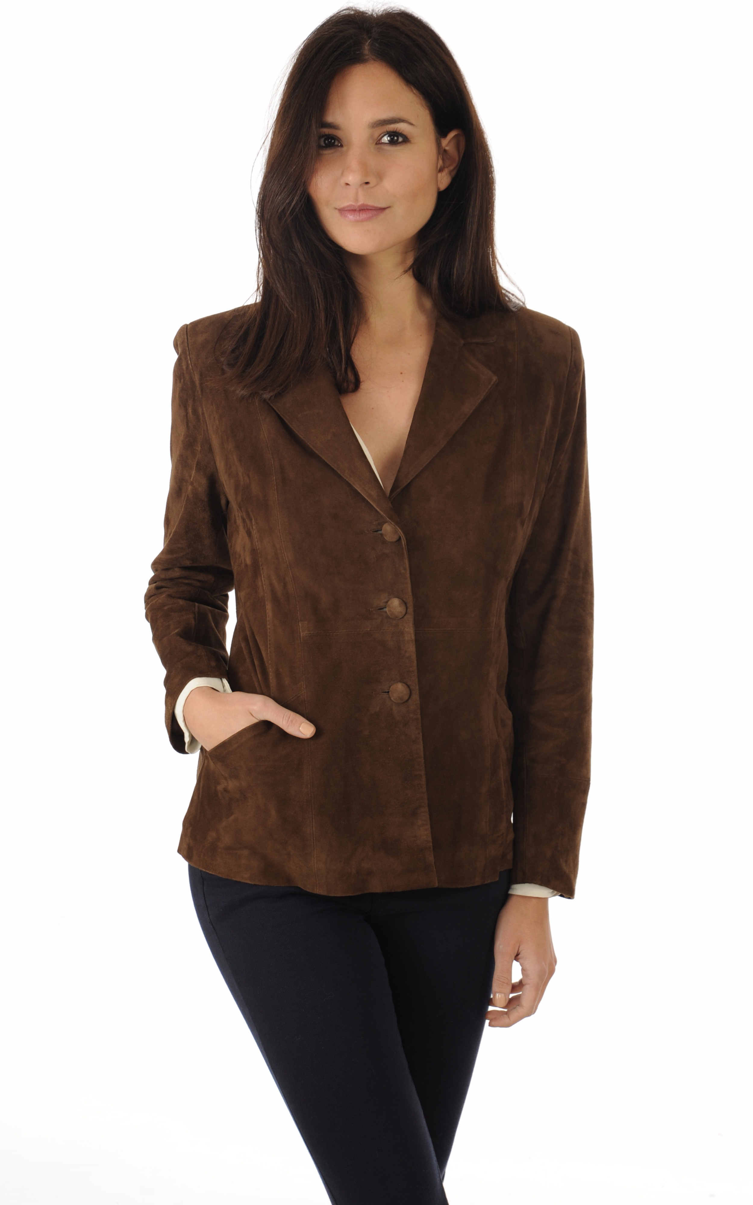 Veste Blazer Cuir Velours Marron La Canadienne La Canadienne Veste 34 Nubuck Et Daim Marron