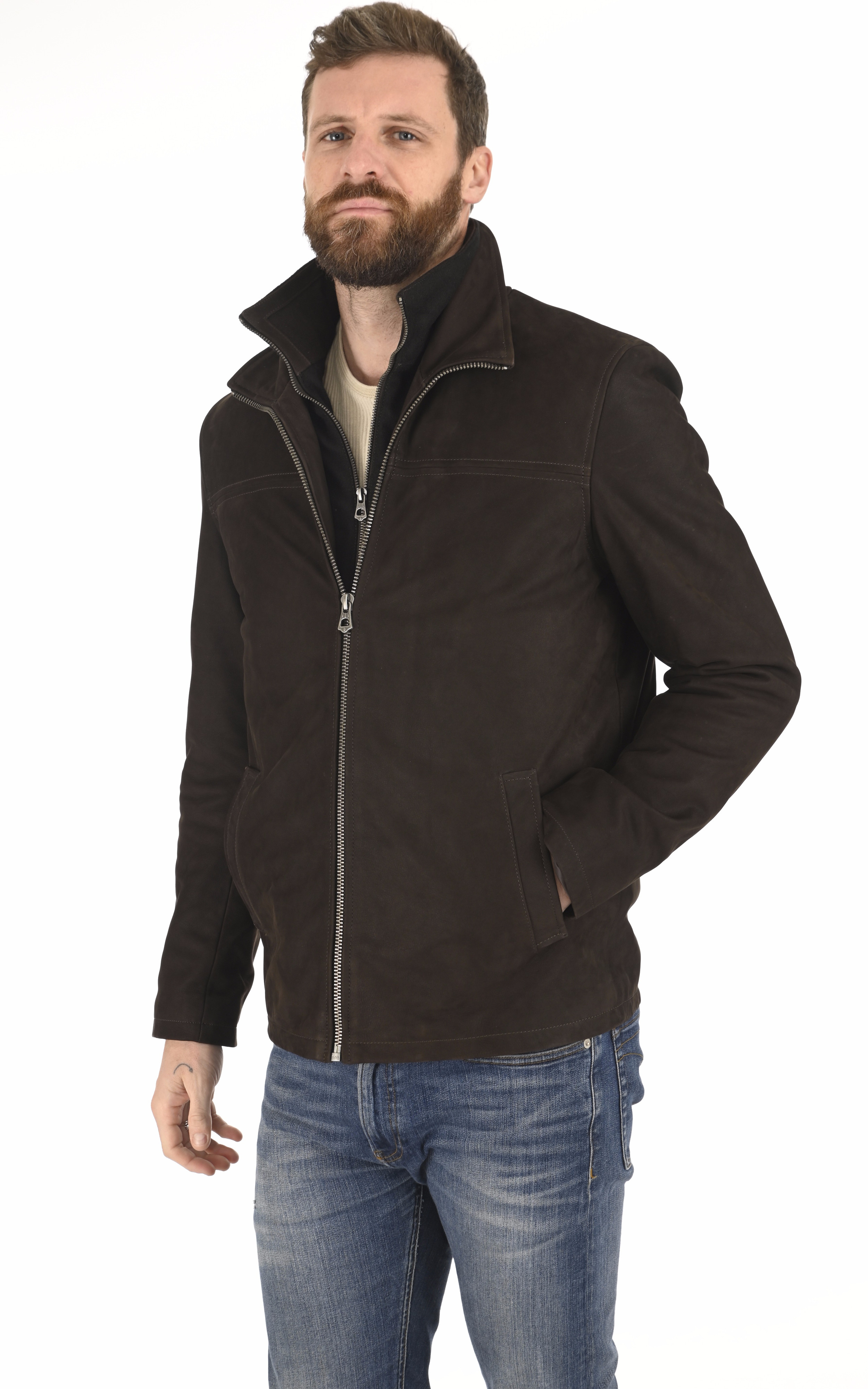 Veste Cuir Nubuck Marron La Canadienne La Canadienne Vestes Et 34