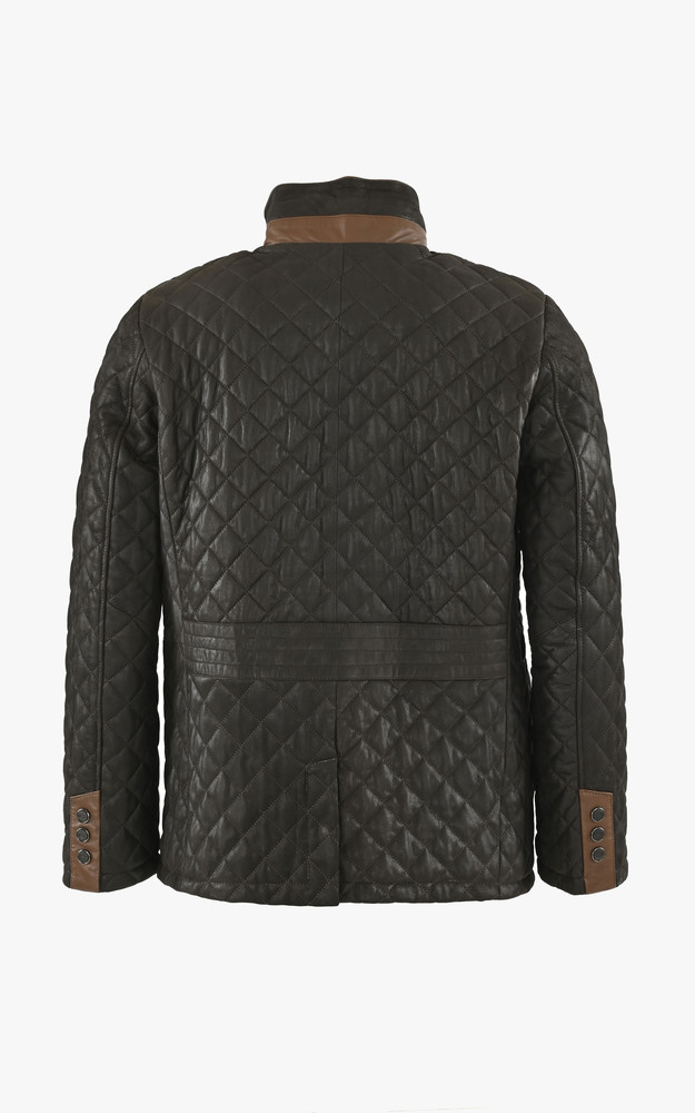 Veste Cuir Matelassé Marron Foncé La Canadienne La Canadienne